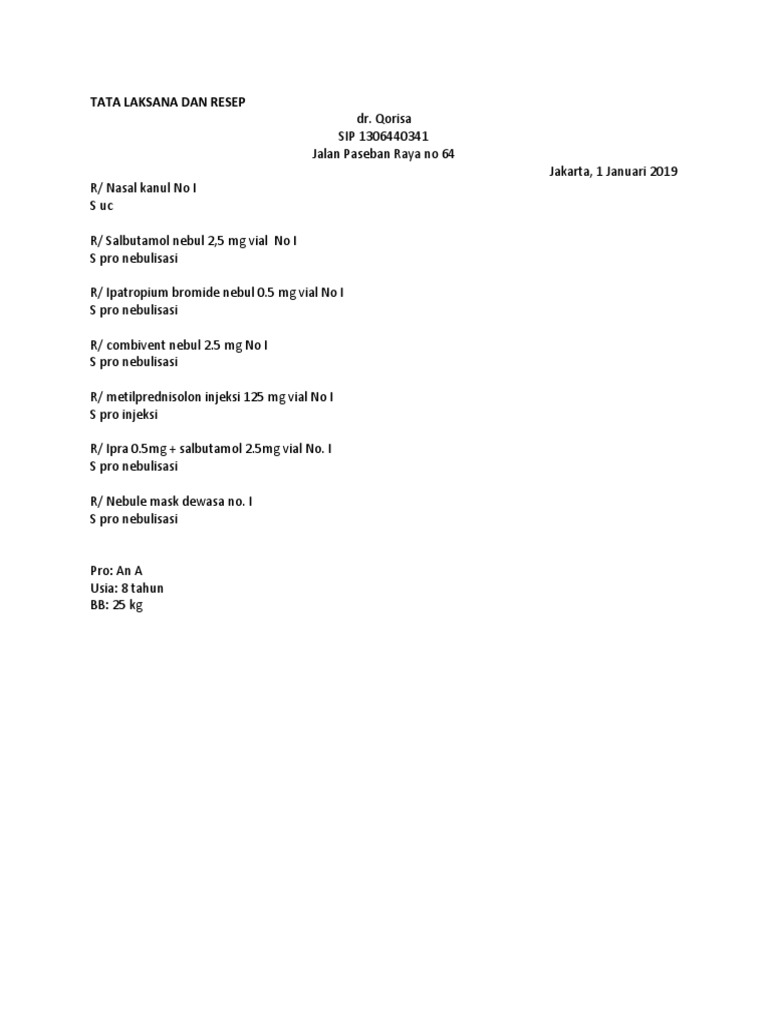 RESEP OBAT UNTUK PENYAKIT SINUSITIS DAN ASMA | PDF