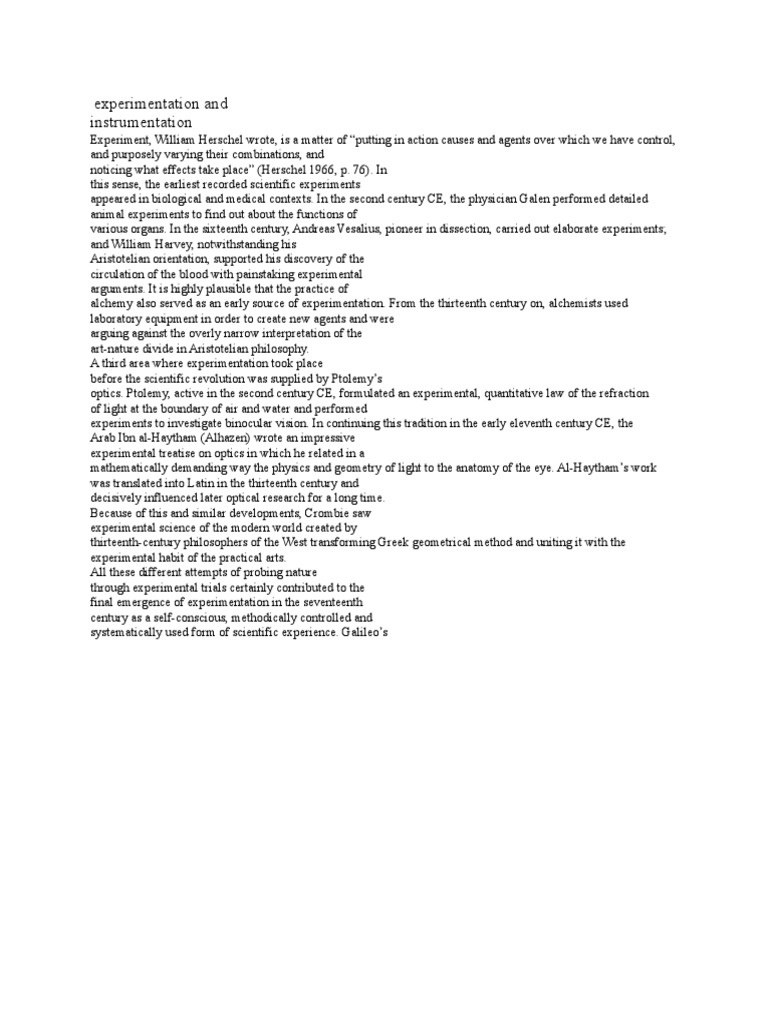 The Emergence and Early Development of Scientific Experimentation in ...