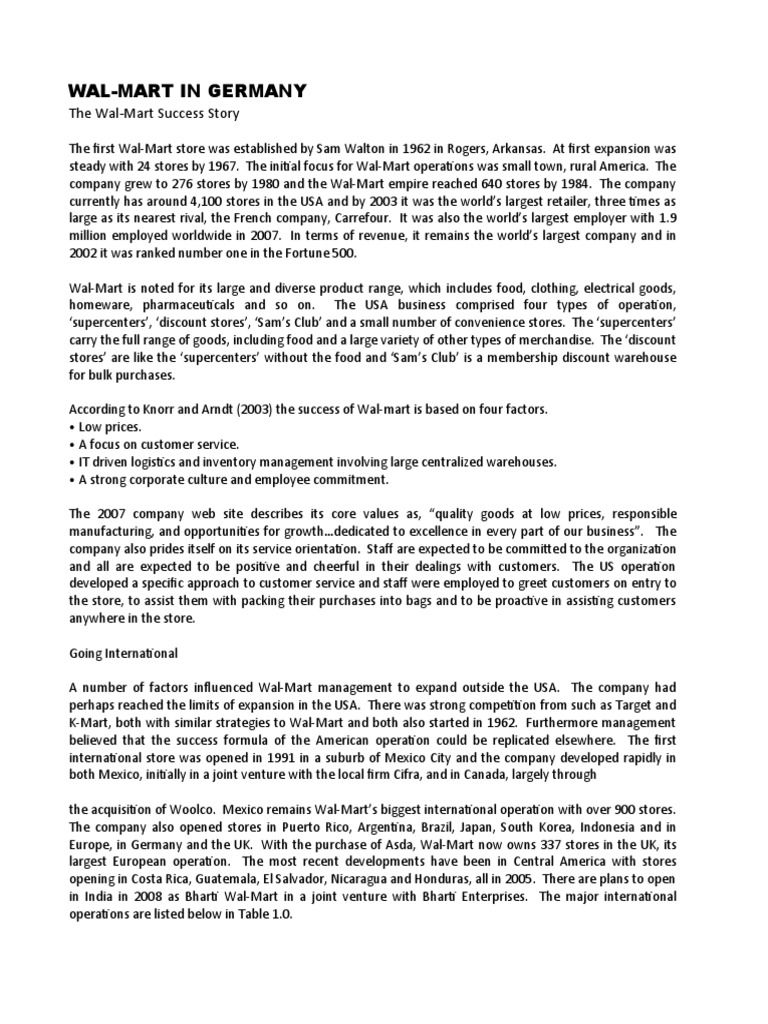 An Analysis of the Factors Behind Wal-Mart's Failure to Establish ...