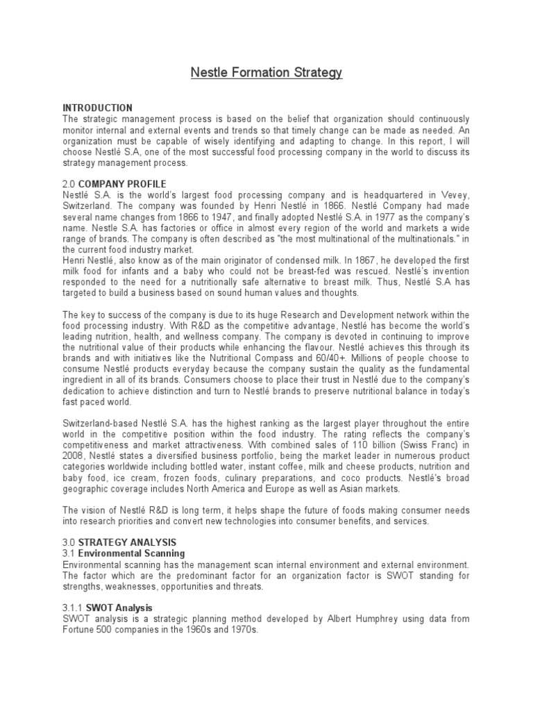 Nestle Formation Strategy | PDF | Market Segmentation | Strategic ...