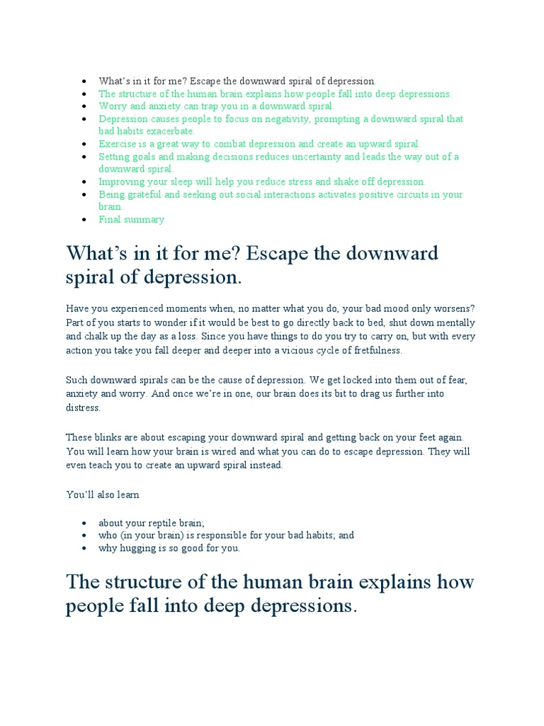The Upward Spiral by Alex Korb PHD | PDF | Goal | Major Depressive Disorder