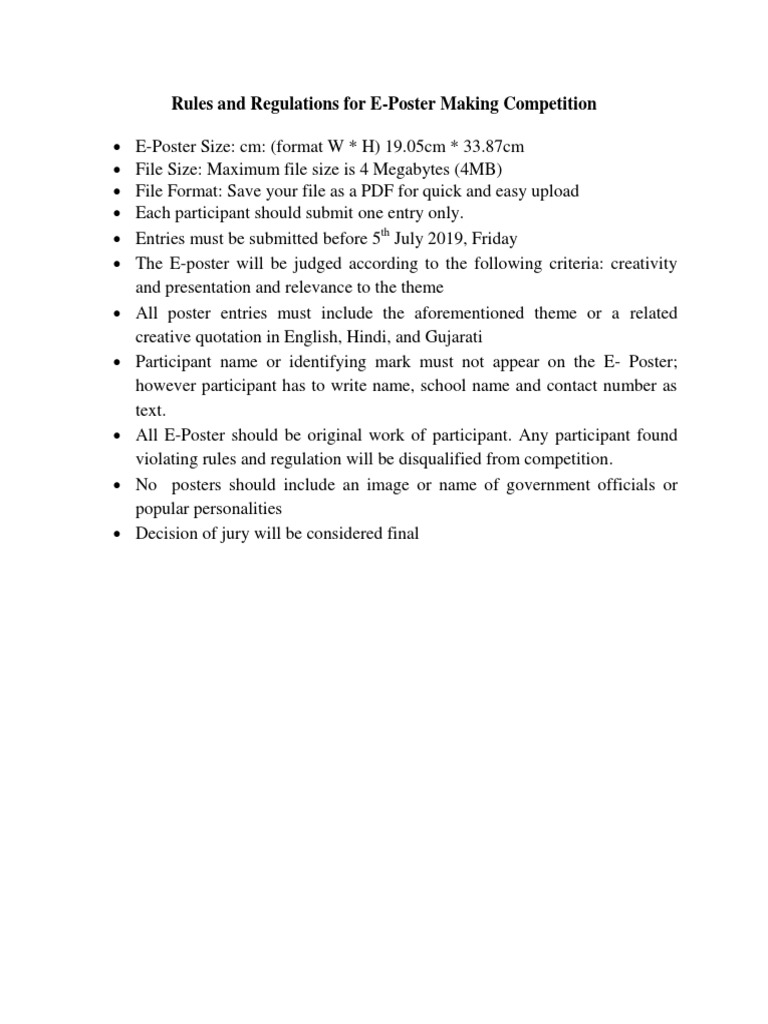 Rules and Regulations For E-Poster Making Competition | PDF