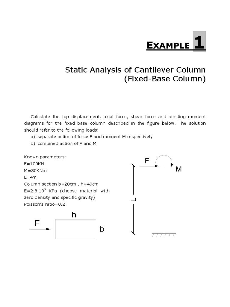 Static Analysis of a Fixed-Base Cantilever Column Subjected to Axial ...