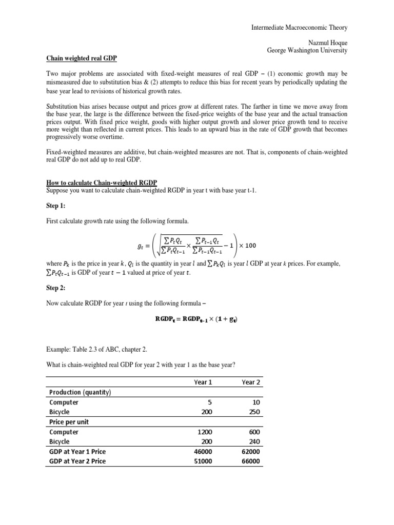 Note On Chain-Weighted Real GDP | PDF | Real Gross Domestic Product ...