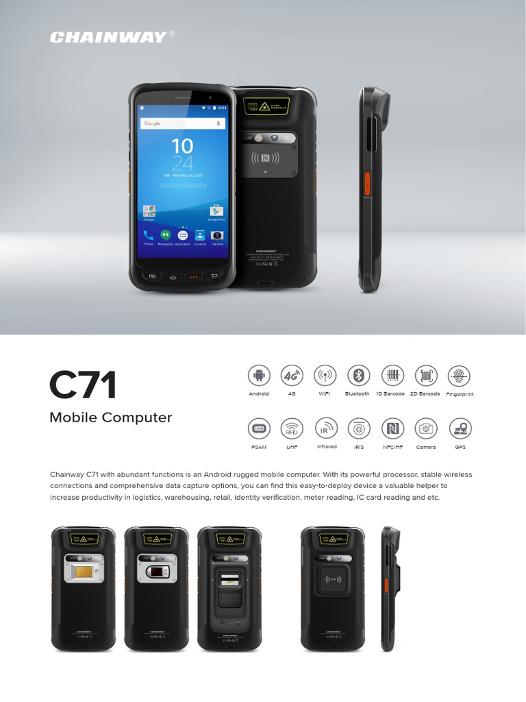 Mobile Computer: 1D Barcode 2D Barcode Wifi Bluetooth 4G Android ...