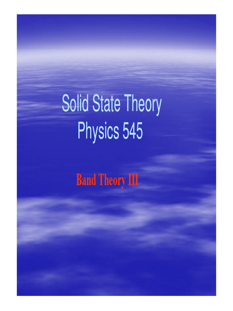 Solid State Theory Solid State Theory Physics 545 Physics 545 | PDF | Doping (Semiconductor ...