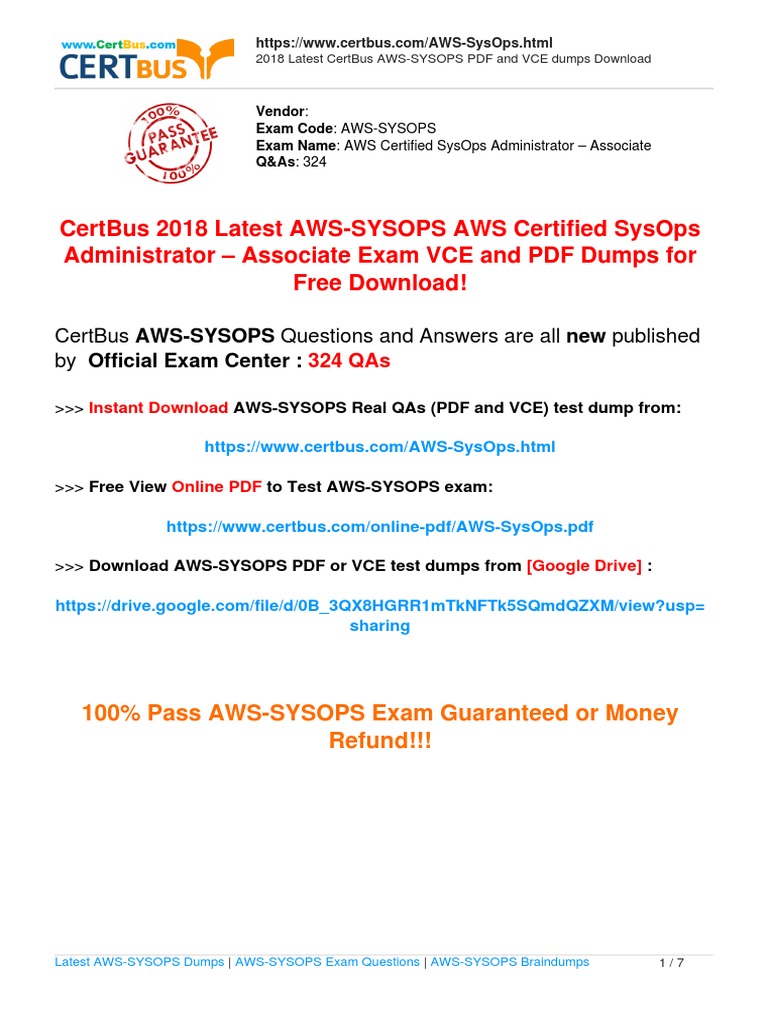 (Jan.16.2018) AWS-SYSOPS Certification Study Guide and Preparation ...