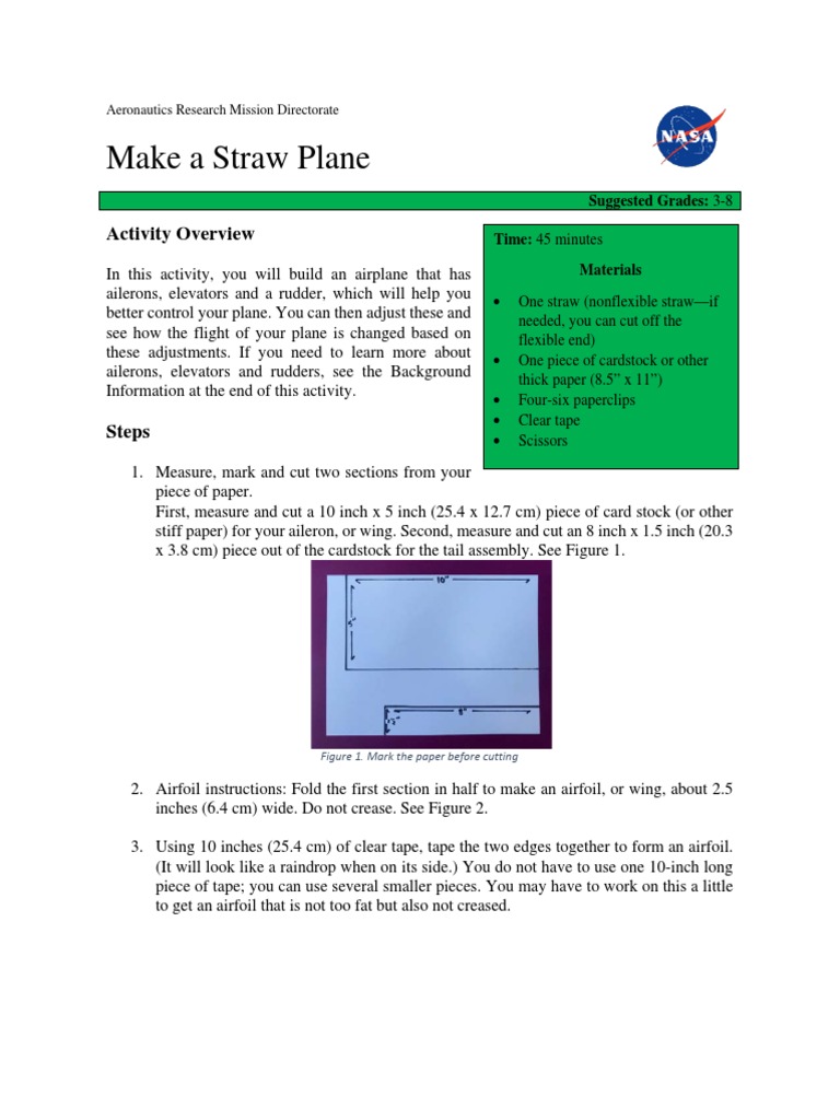 Make A Straw Plane: Activity Overview | PDF | Empennage | Aileron