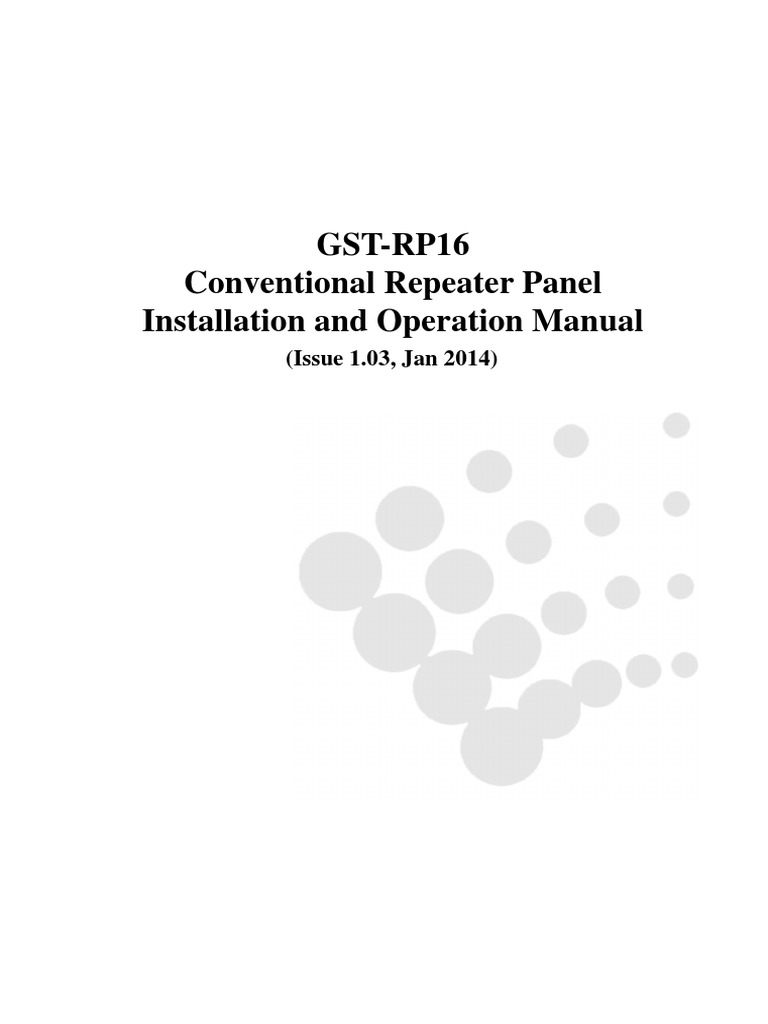 GST-RP16 Conventional Repeater Panel Installation and Operation Manual | PDF | Electrical ...