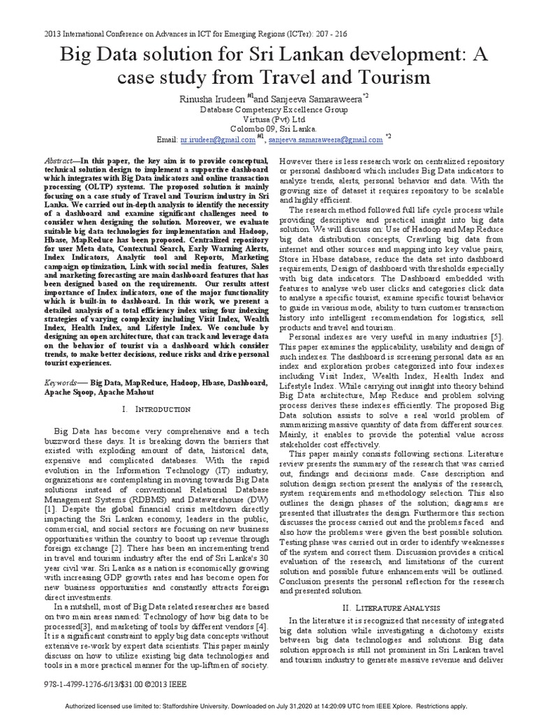 Big Data Solution For Tourism PDF | PDF | Big Data | Map Reduce