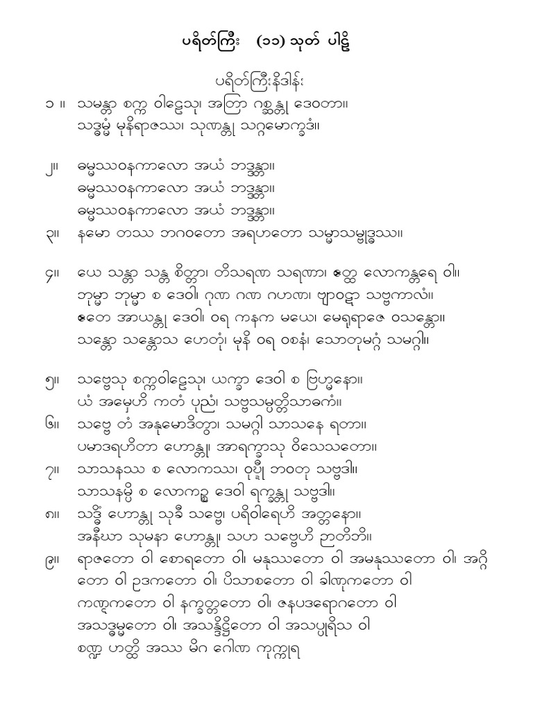 Paritta Pali in Myanmar Language | PDF