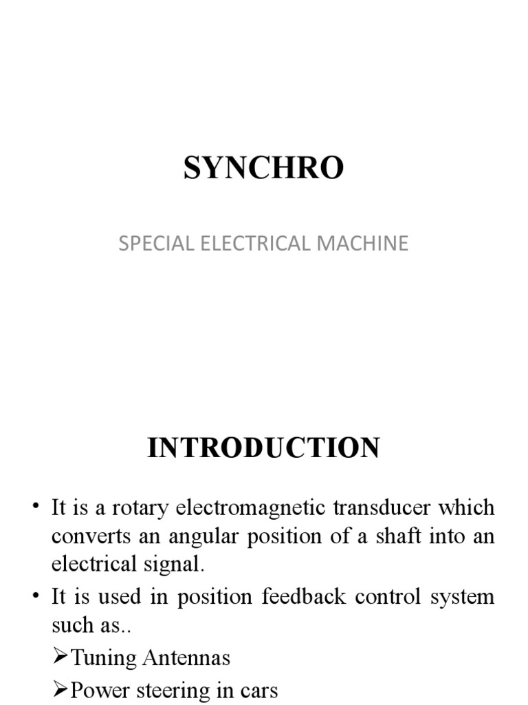 Synchro: Special Electrical Machine | PDF | Inductor | Electromagnetism
