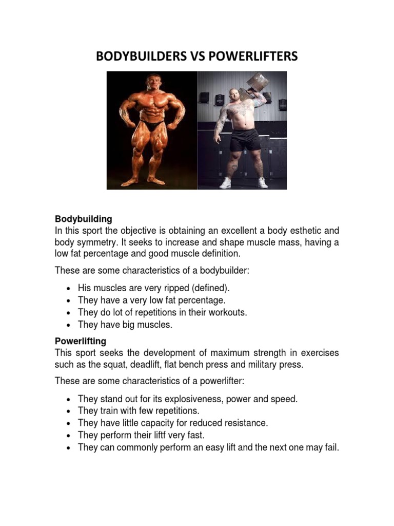 Bodybuilders VS Powerlifters | PDF