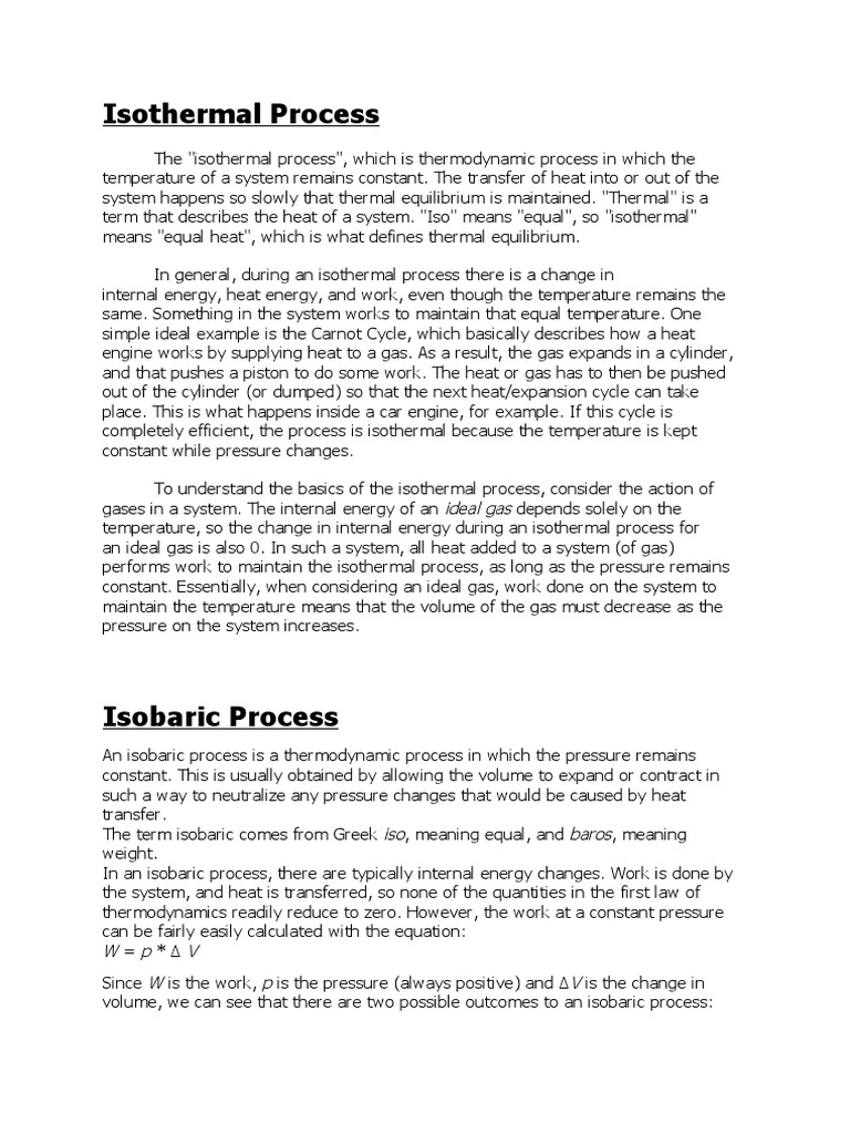 Isothermal Process | PDF | Heat | Gases