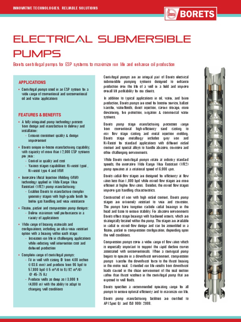 Borets ESP Systems PUMP | PDF | Bearing (Mechanical) | Pump