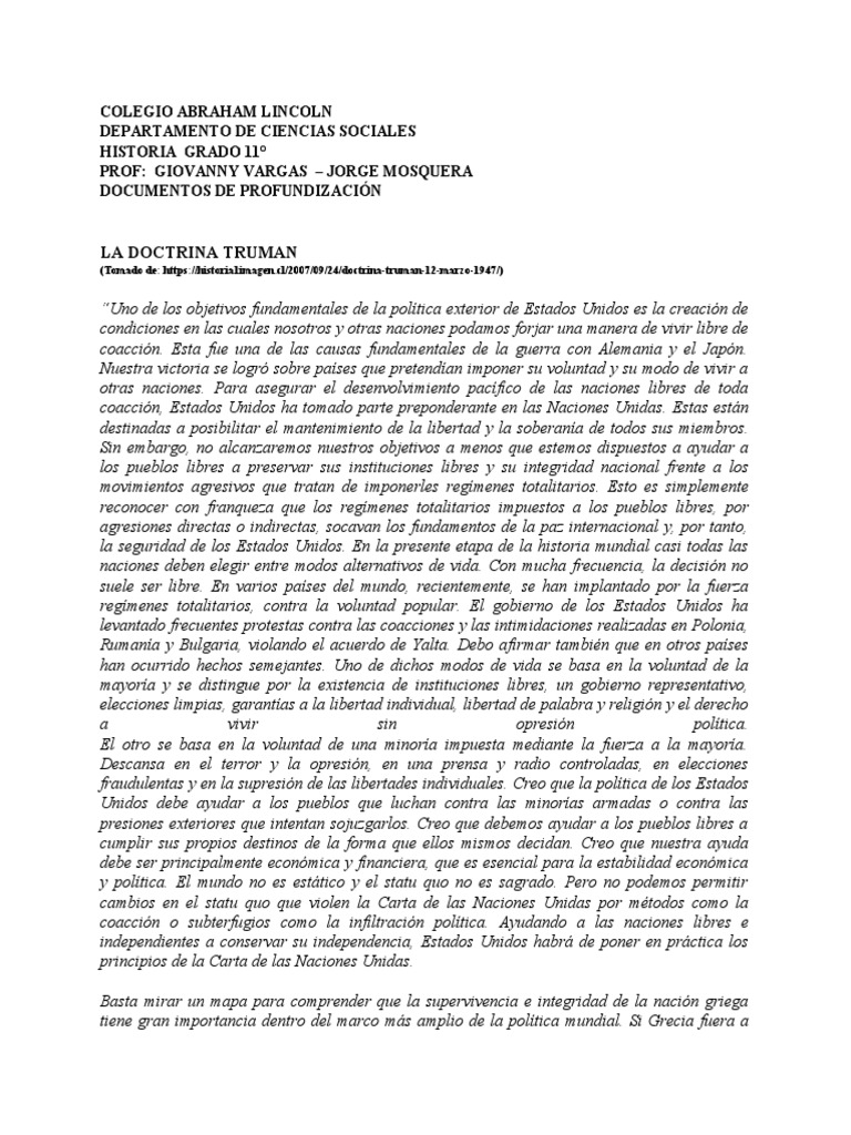 Doctrina Truman y America Latina | PDF | Harry S. Truman | Los Estados ...