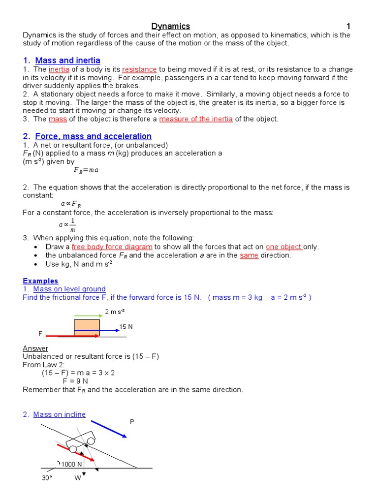 Mass and Inertia: Dynamics 1 | PDF | Collision | Force