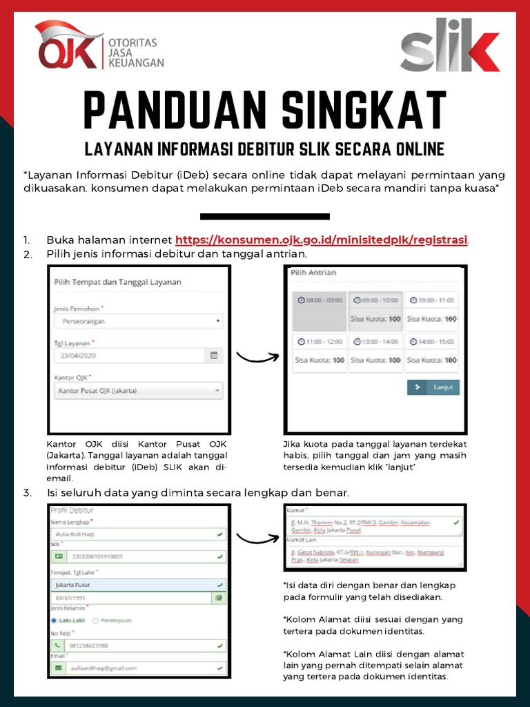 Panduan Layanan iDeb SLIK Online | PDF