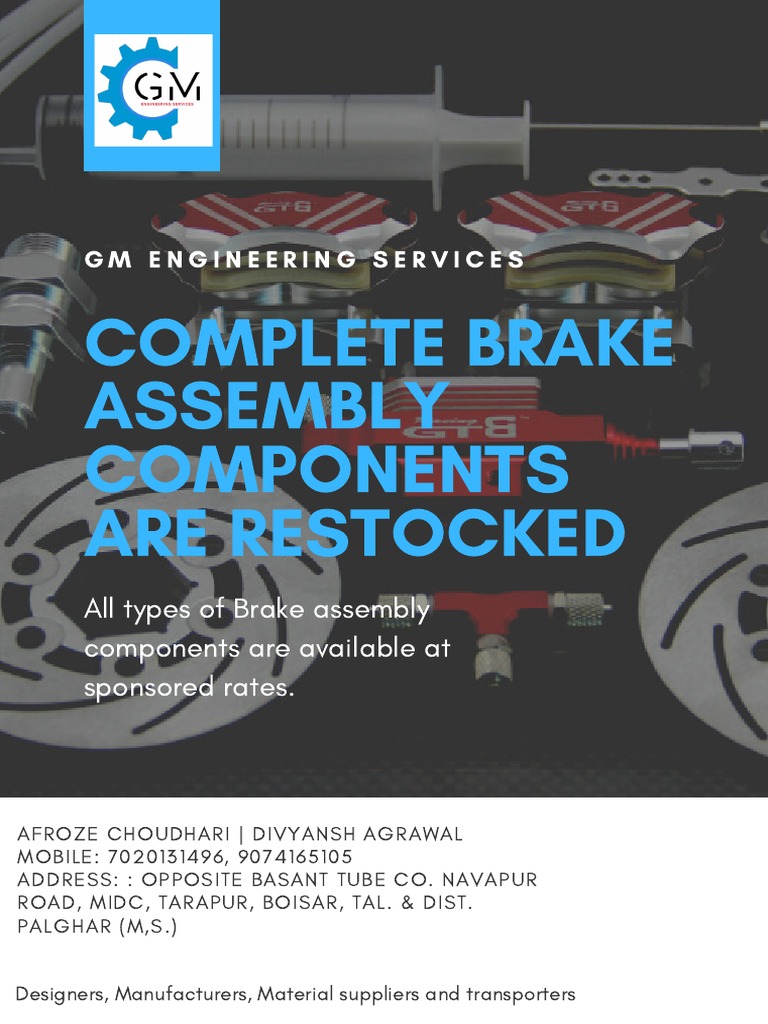 Complete Brake Assembly Components Are Restocked | PDF