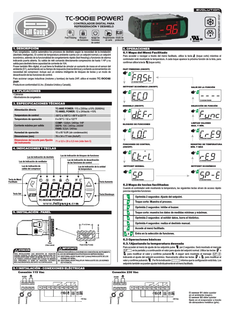 TC 900 Power e | PDF | Refrigeración | Sensor