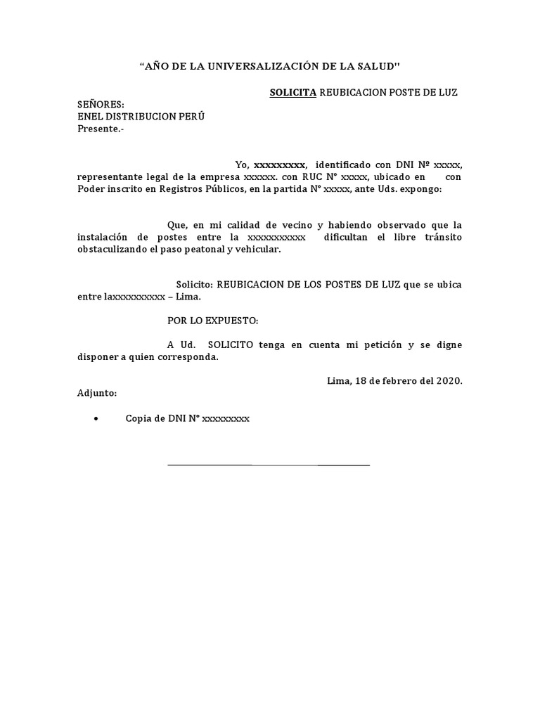 SOLICITUD - ENEL - XXX | PDF