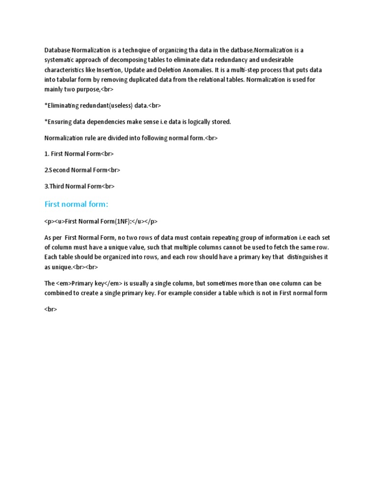 First Normal Form | PDF