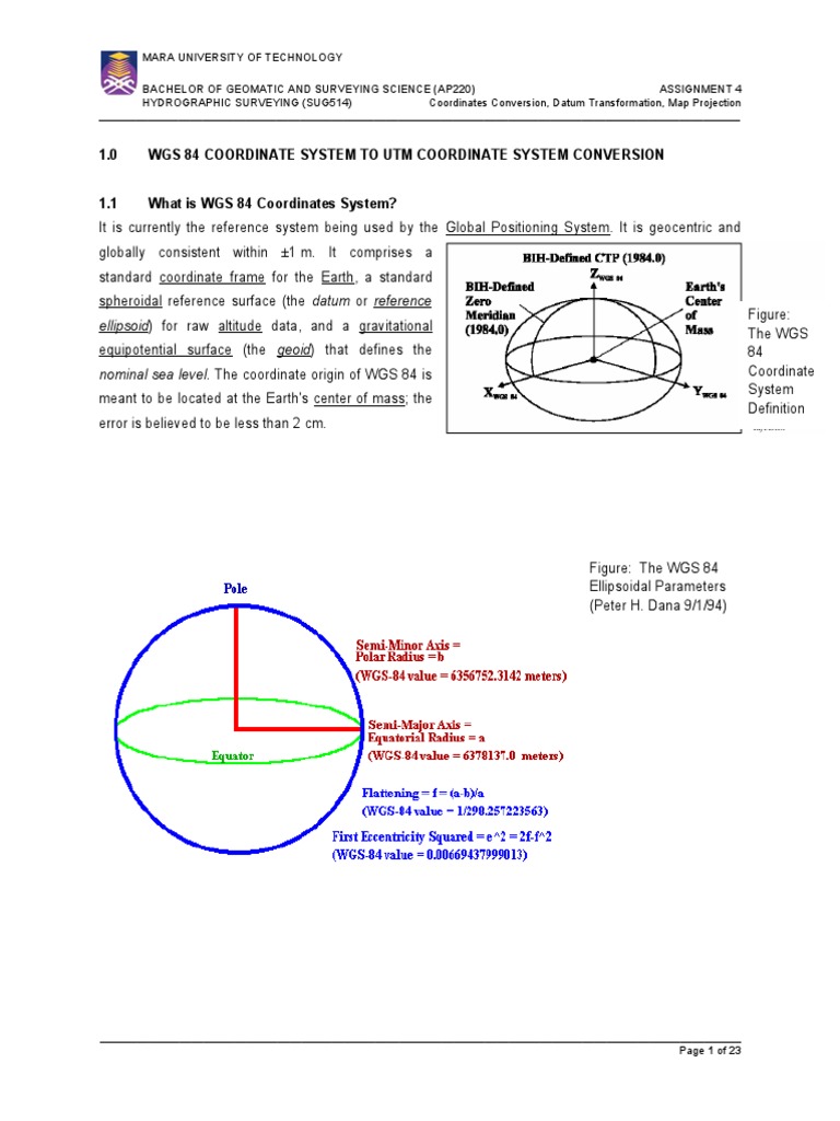 SUG514 - Hydrographic Surveying - SUG514 - Assignment 4 - WGS84 To ...