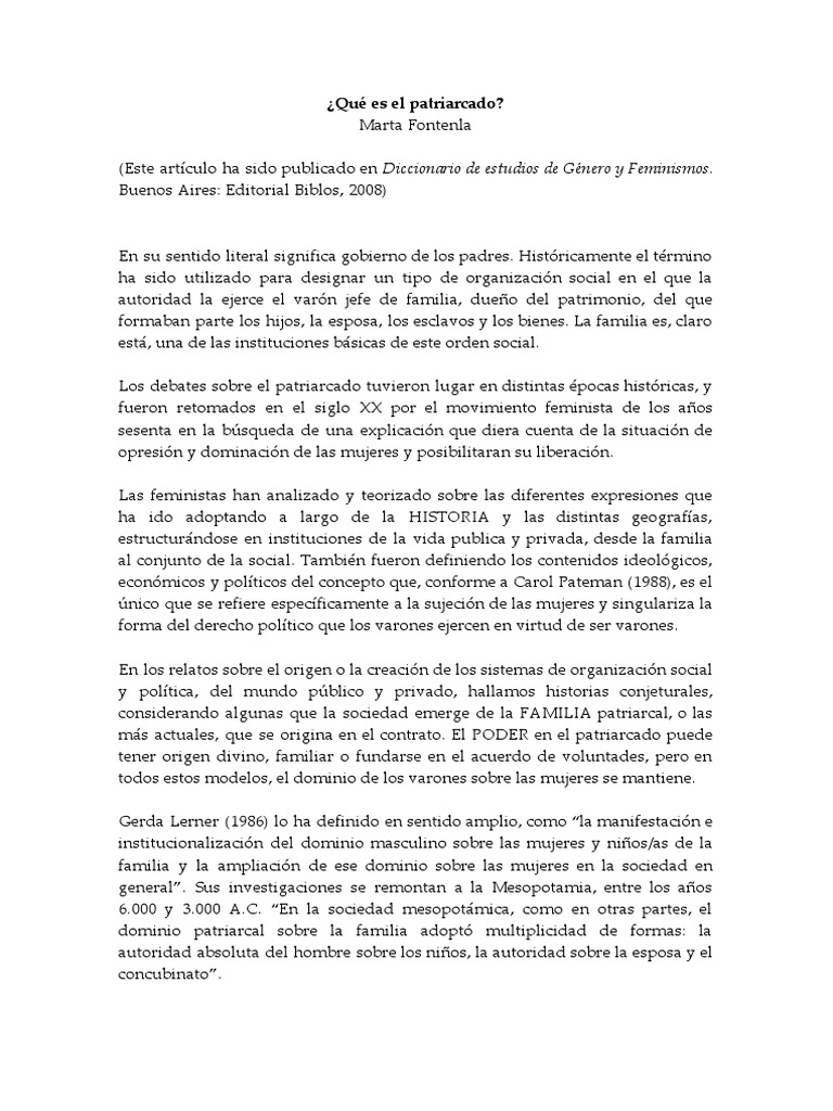 Historia y Teoría del Patriarcado | PDF | Patriarcado | Mujer