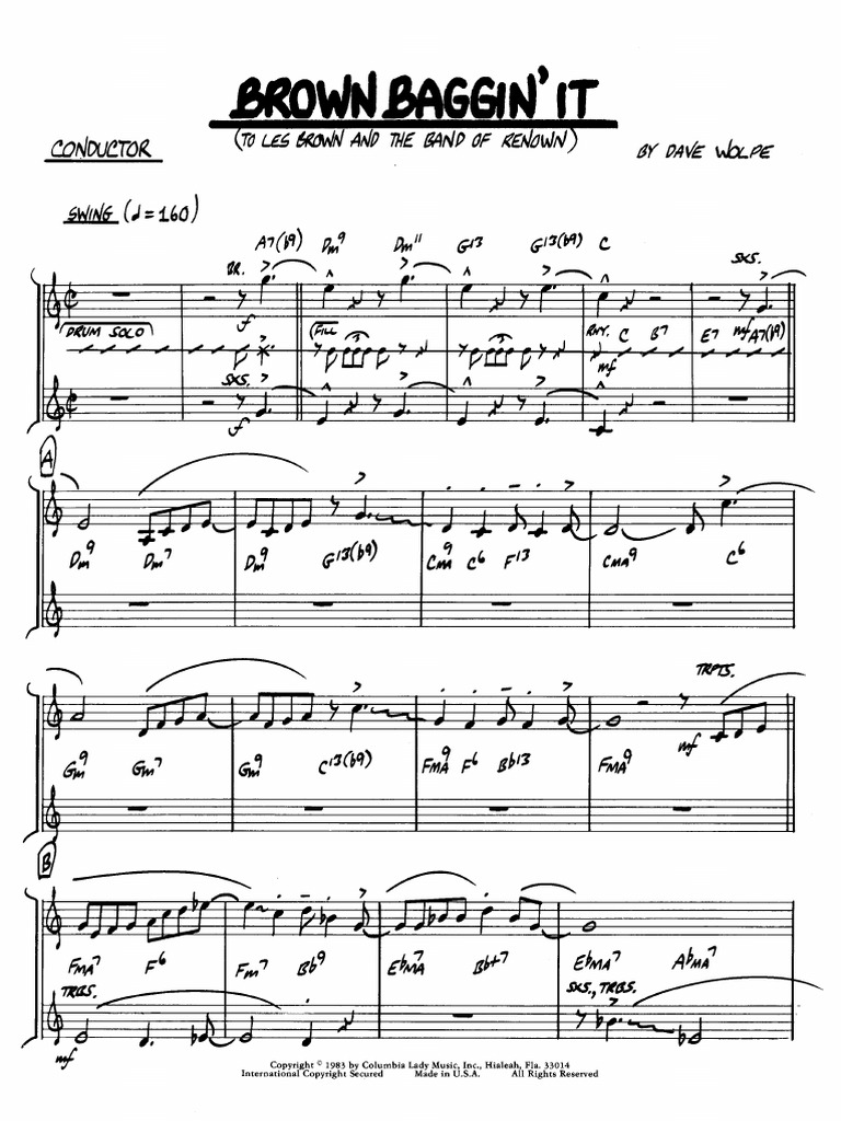 Brown Baggin It - FULL Big Band - Wolpe PDF | PDF