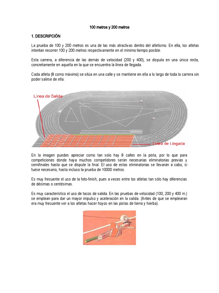 Carrera de 100 y 200 metros planos | PDF