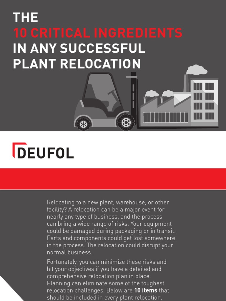 10 Critical Ingredients: THE in Any Successful Plant Relocation | PDF ...