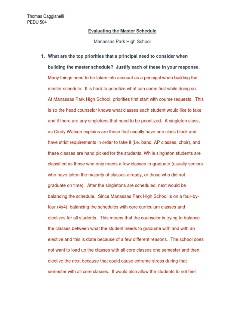 Evaluating The Master Schedule | PDF | Special Education | Schools