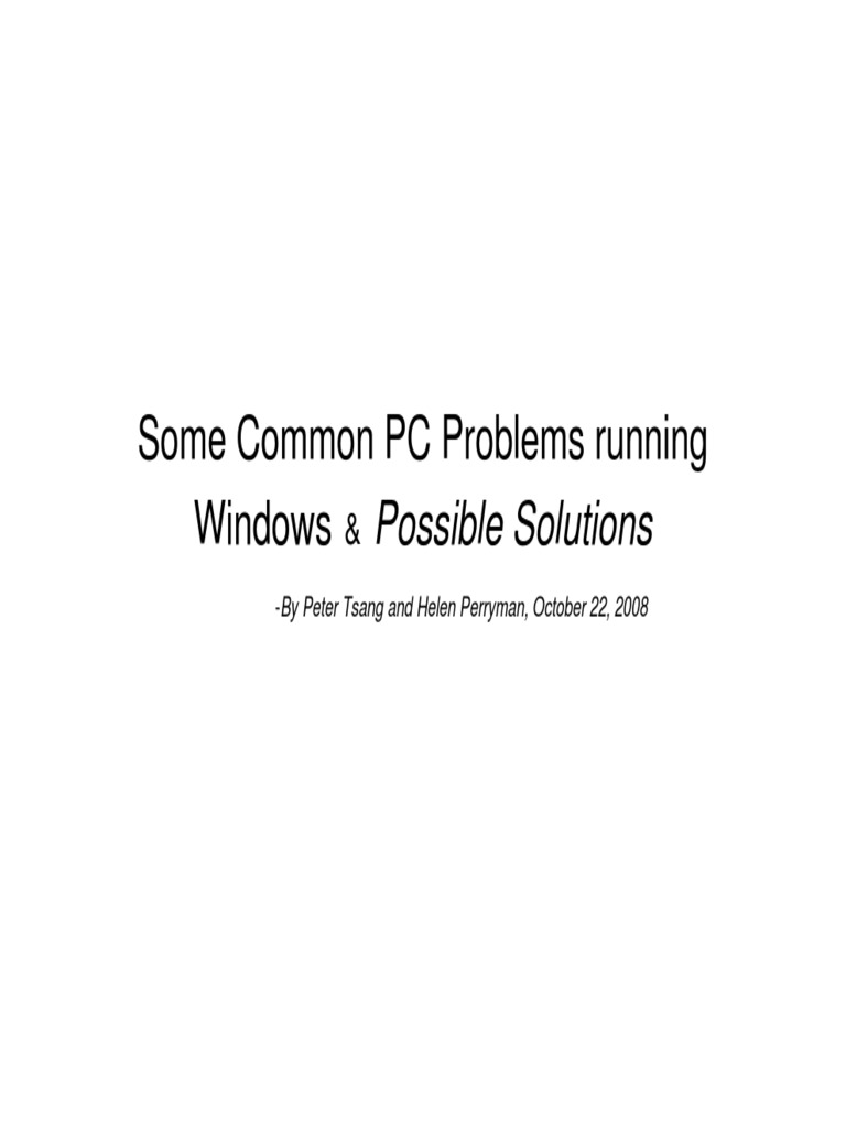Some Common PC Problems Running Windows: Possible Solutions | PDF