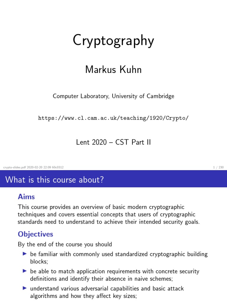 Crypto Slides | PDF | Cryptography | Key (Cryptography)
