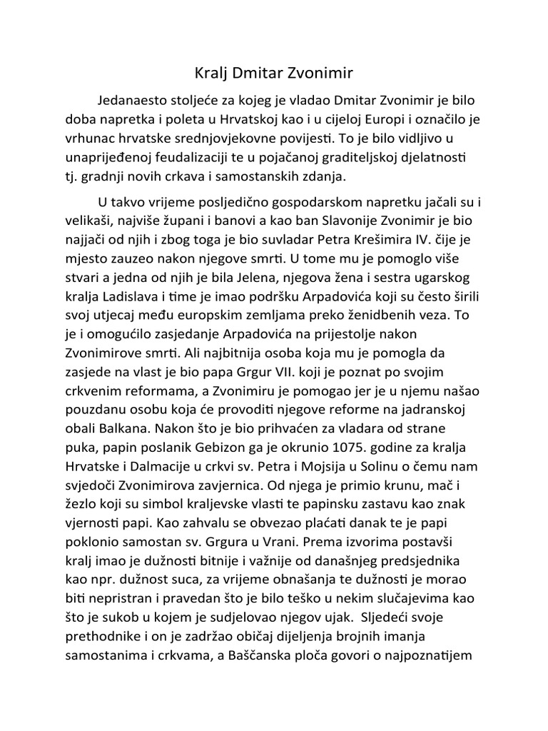Kralj Dmitar Zvonimir | PDF