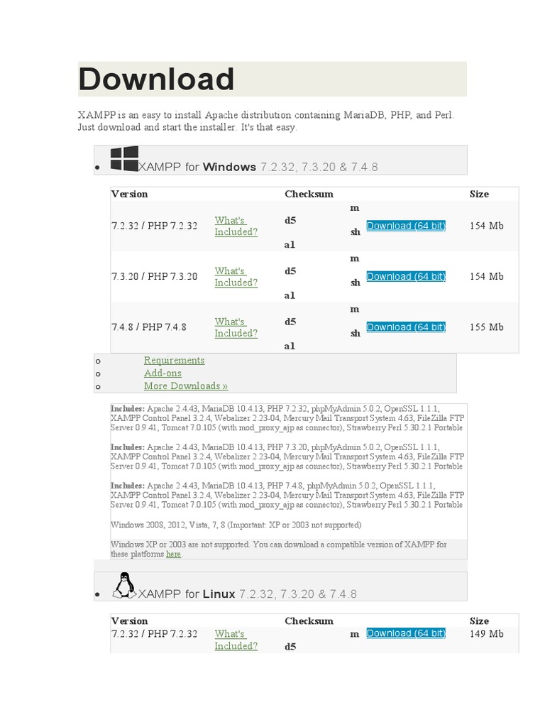 Download: XAMPP For Windows | PDF | Unix Software | Free Content