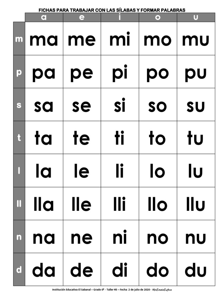 0º Ficha para Trabajar Con Sílabas PDF | PDF