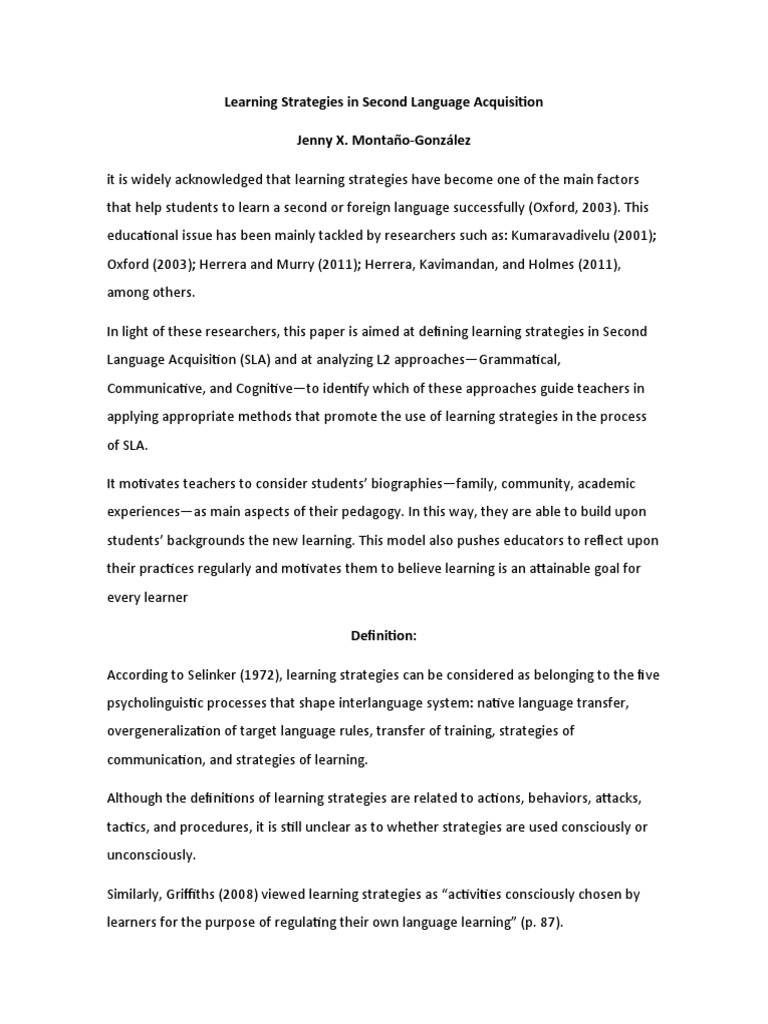 Learning Strategies in Second Language Acquisition | PDF | Second ...
