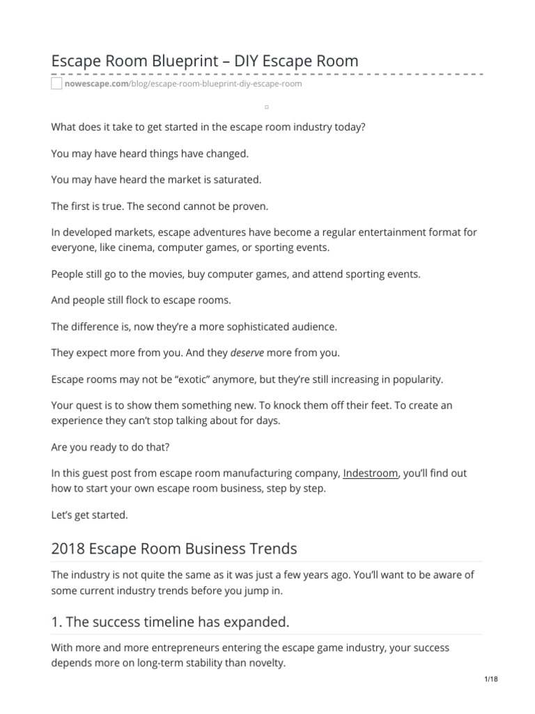 Escape Room Blueprint - DIY Escape Room | PDF | Steampunk | Swot Analysis