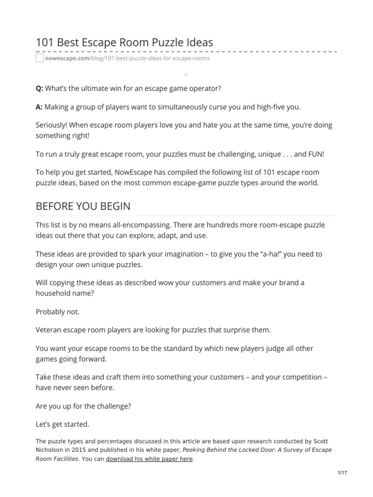 101 Best Escape Room Puzzle Ideas PDF | PDF | Maze | Cipher