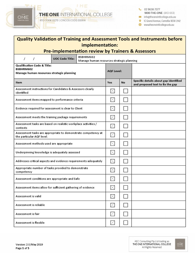 Quality Validation of Training and Assessment Tools and Instruments ...