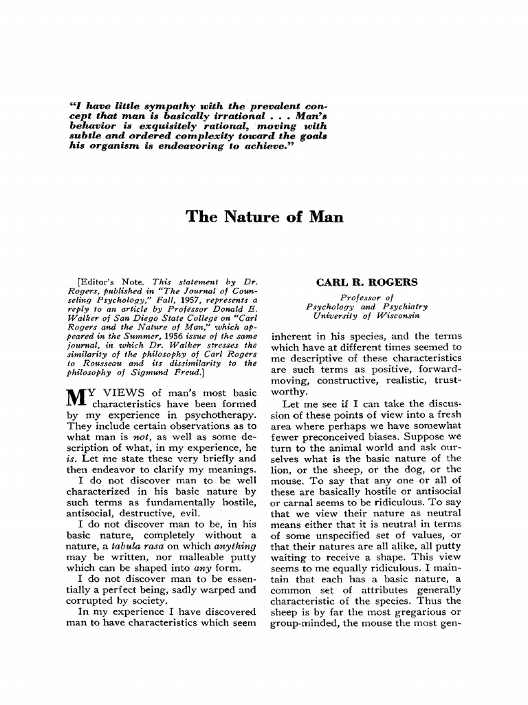 The Nature of Man: Carl R. Rogers | Download Free PDF | Psychotherapy ...