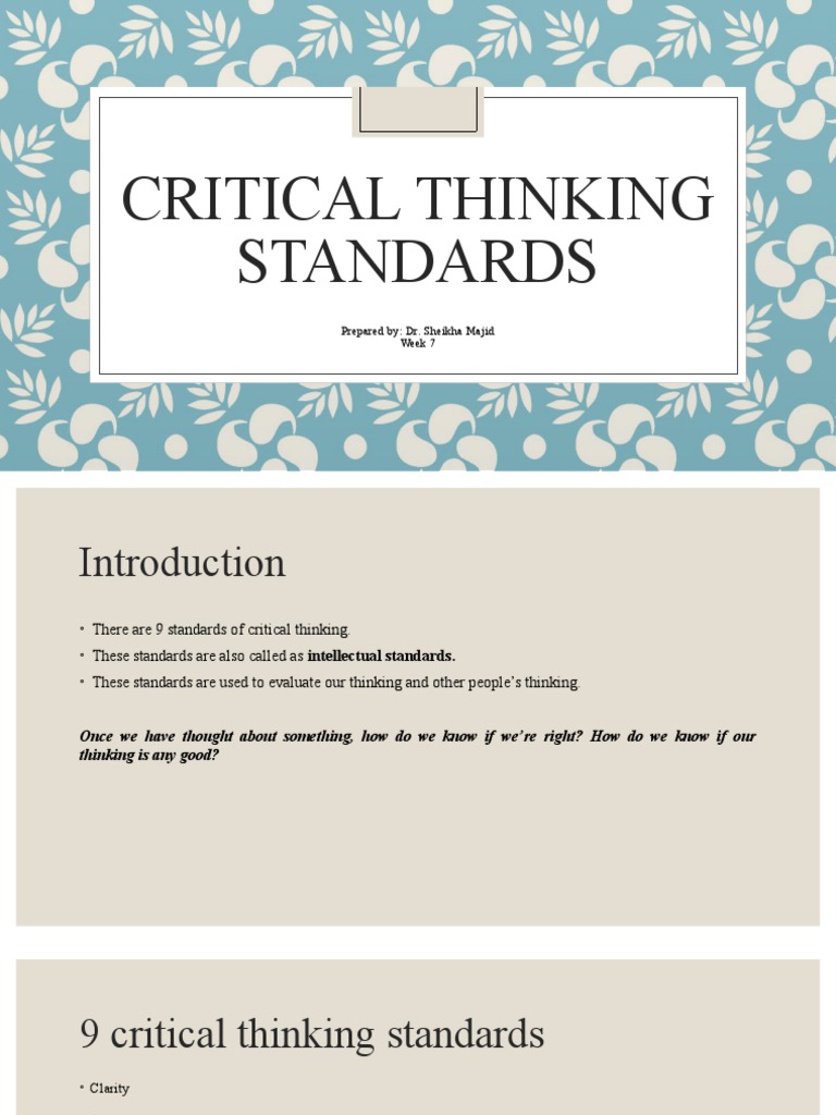 Critical Thinking Standards - Week 7 | PDF | Accuracy And Precision ...