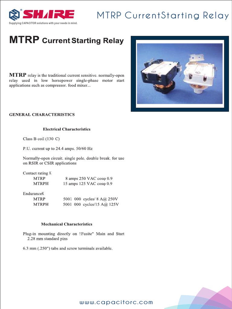 MTRP Current Starting Relay Solutions | PDF