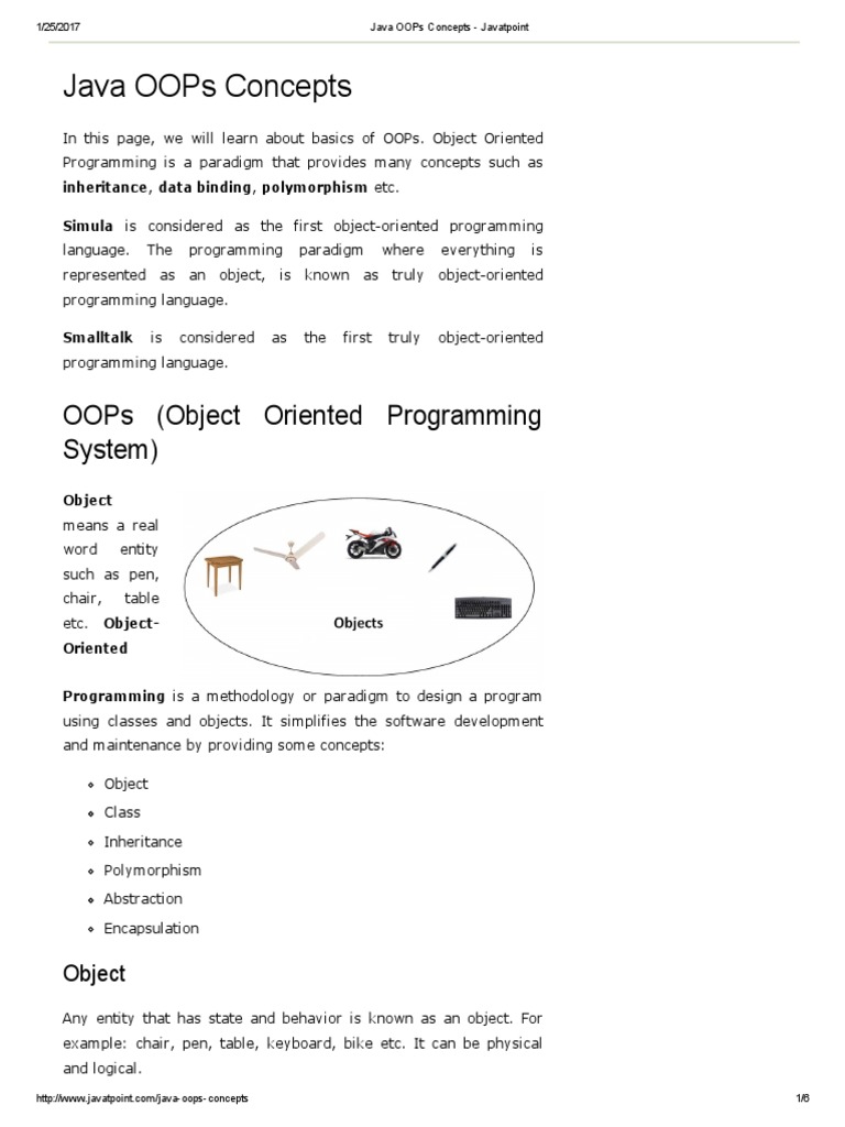 Java OOPs Concepts - Javatpoint | PDF | Object Oriented Programming | Method (Computer Programming)
