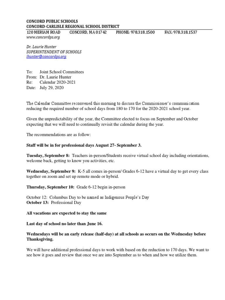 Proposed Calendar | PDF