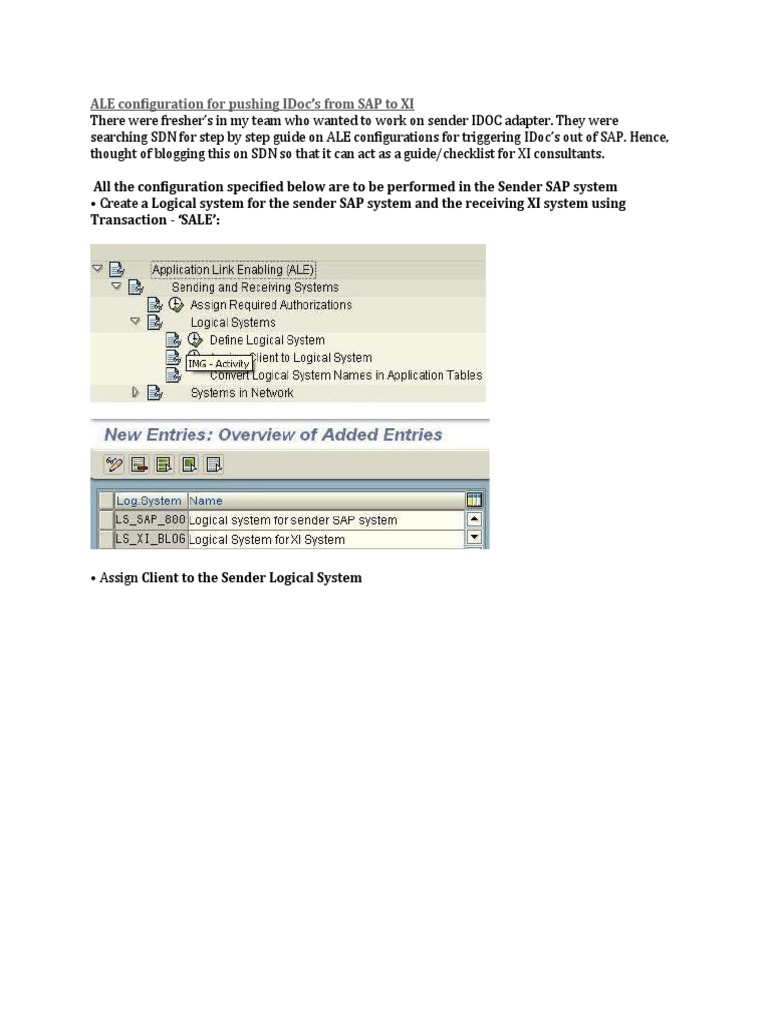 ALE Configuration For Pushing Idocs From SAP To XI | PDF | Computer Mediated Communication ...