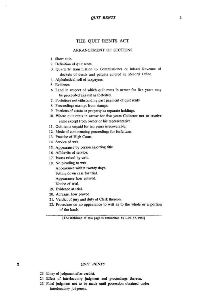 Quit Rents Act | PDF | Judgment (Law) | Writ
