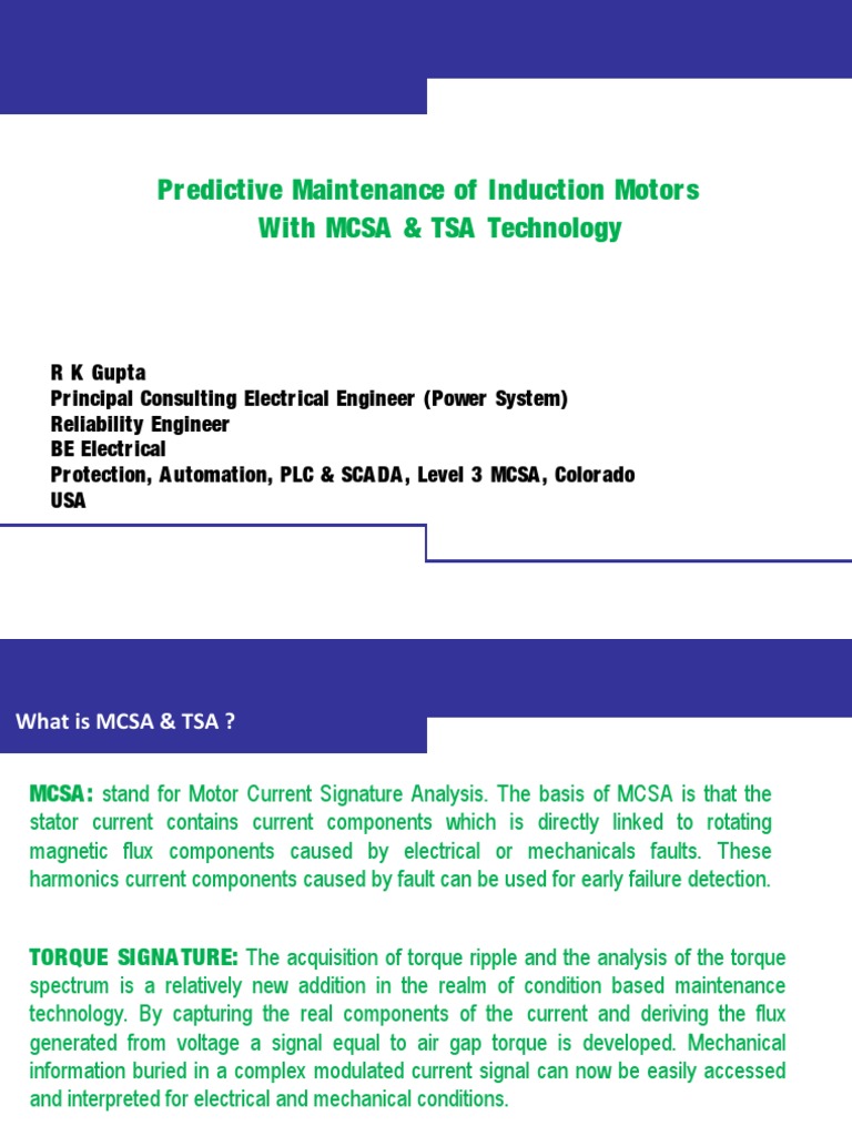 Predictive Maintenance of Induction Motors With MCSA & TSA Technology ...