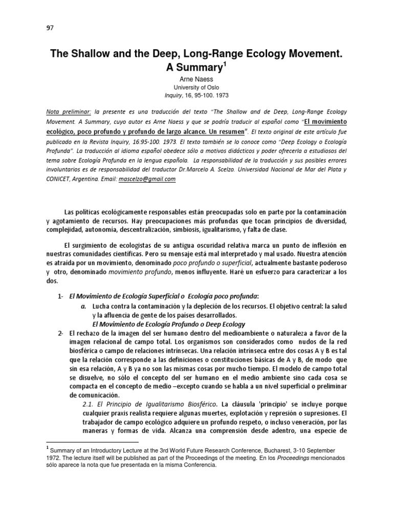 Resumen de Ecología Profunda de Arne Naess | PDF | Ecología | Vida